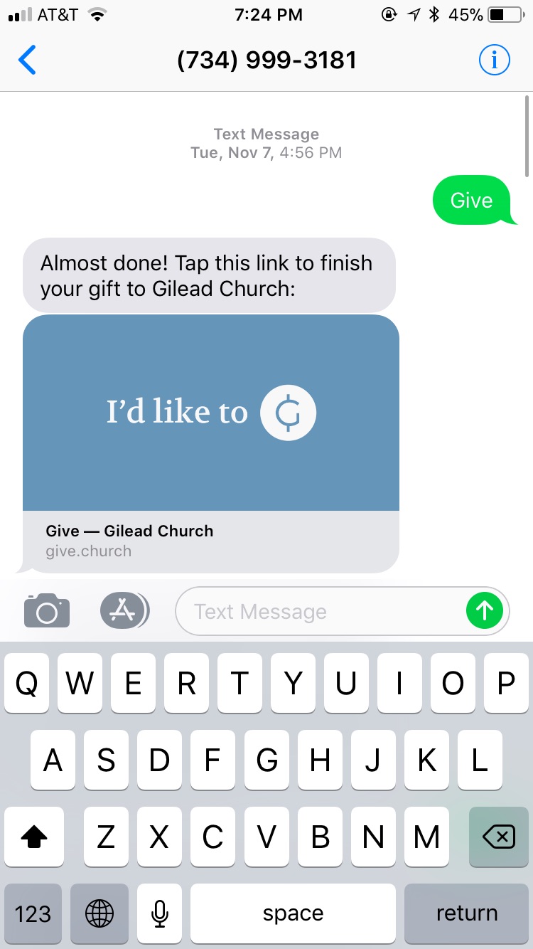 Text to Give - Gilead Church